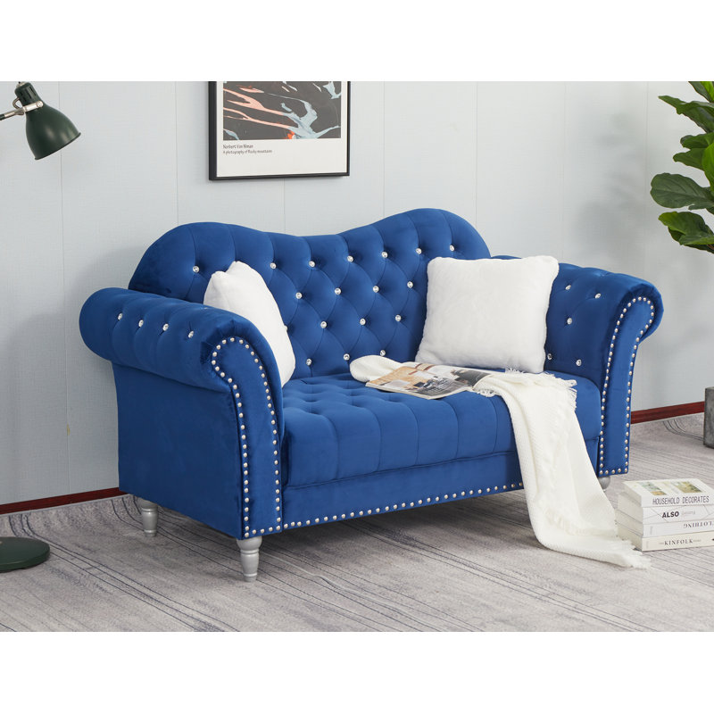 Jarvous 66 Velvet Sofa Blue Velvet